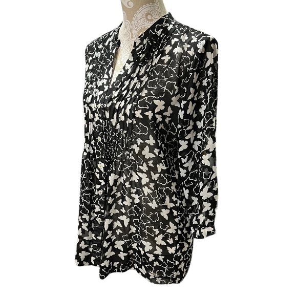 Charter Club | Tops | Charter Club Top Butterfly Black White Sheer ...